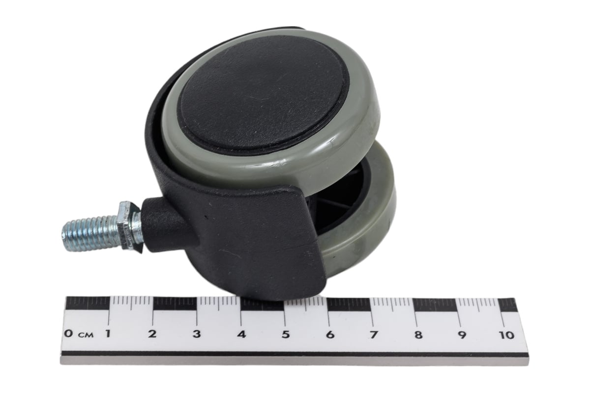 Мебельное колесо Tech-Krep поворотное, обрезиненный пластик, черный, резьба М8, D50, б/т - пакет ...