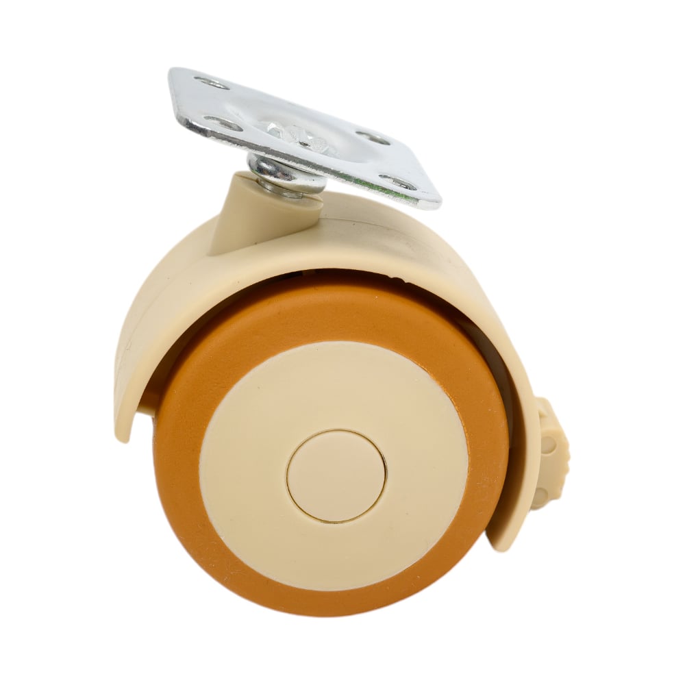 Мебельное колесо Tech-Krep поворотное, пластик, бежевый, площадка, D50, с тормозом - пакет ...