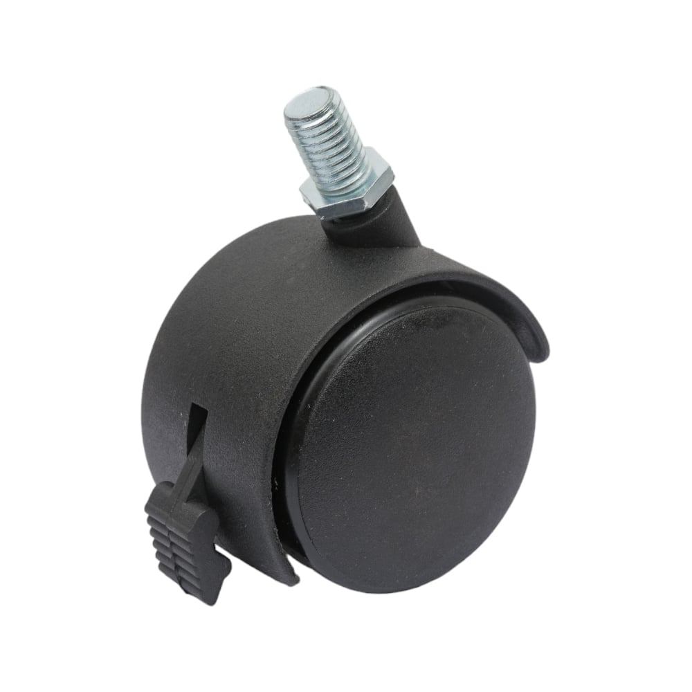 Мебельное колесо Tech-Krep поворотное, пластик, черный, резьба М10, D50, с тормозом - пакет ...