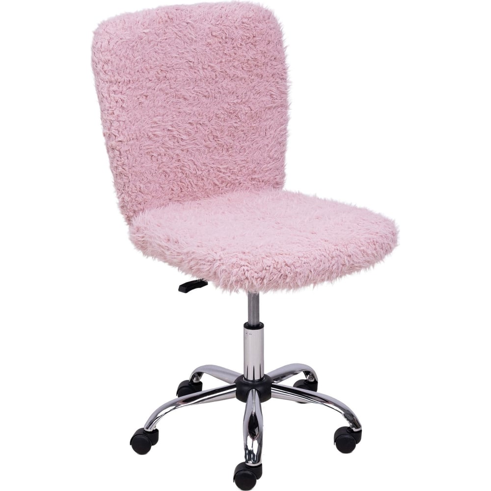 Поворотное кресло AKS Home FLUFFY, искусственный мех, нежно-розовый ...