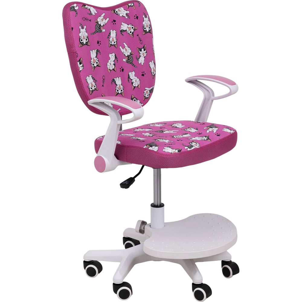 Поворотное кресло AKS Home CATTY WHITE, ткань, фуксия с котятами 84764 ...