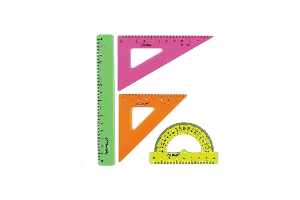 Чертежный набор Стамм малый, треугольник 2 шт., линейка 16 см ...