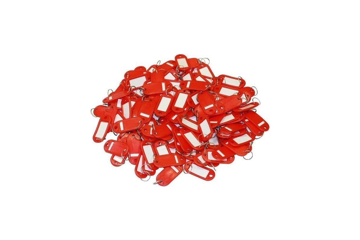 Пластиковая бирки для ключей ООО Комус красная, 100 шт. 72829 ...