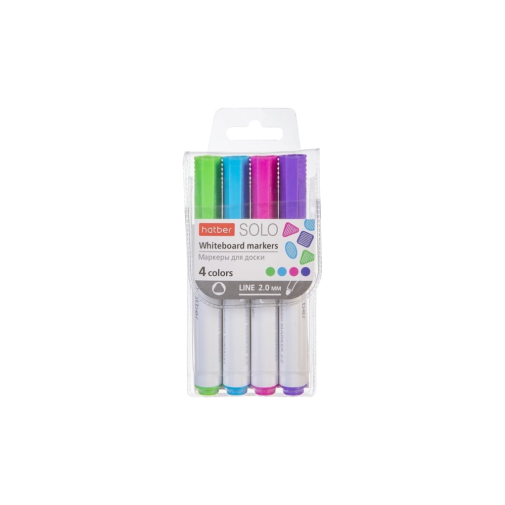Набор маркеров для магнитно-маркерных досок Hatber Solo Fun colors закругленный пишущий узел, 2 ...