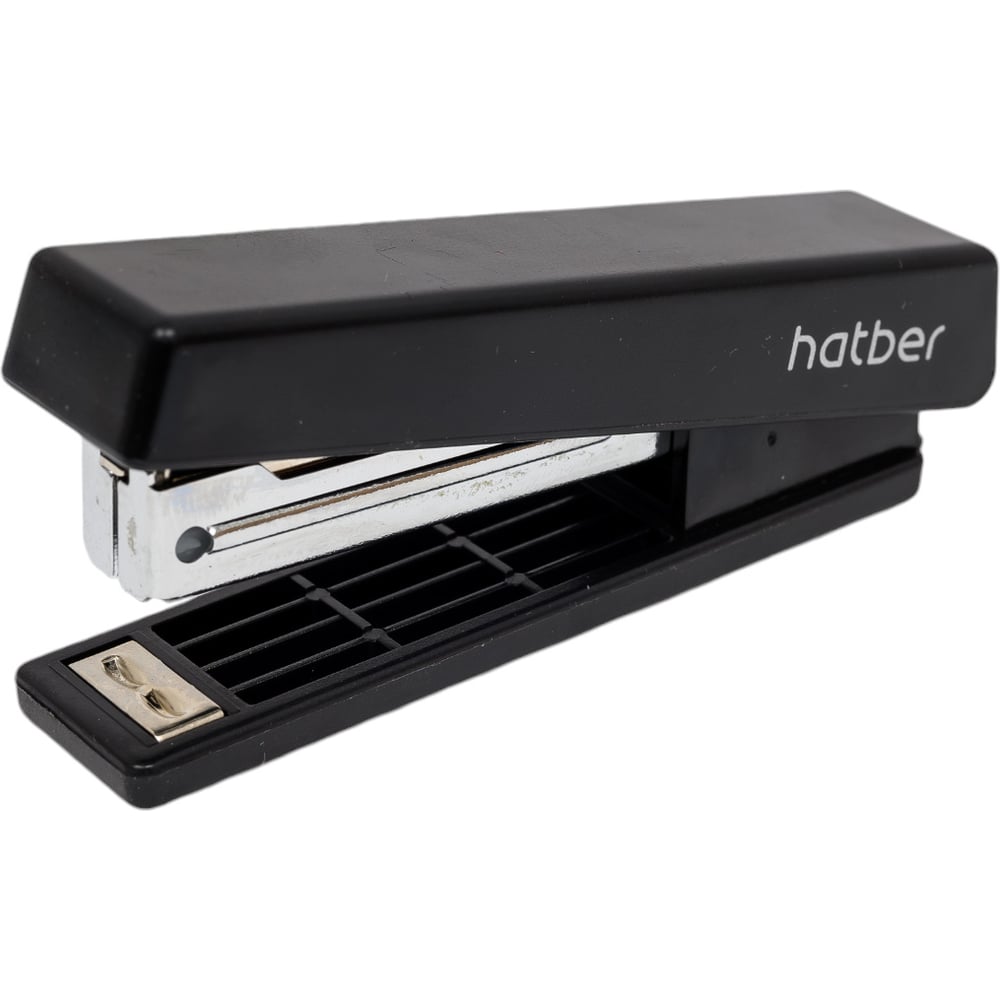 Степлер Hatber №10 10л 50 скоб захват 48мм с антистеплером Черный в картонном боксе, 12 шт ...