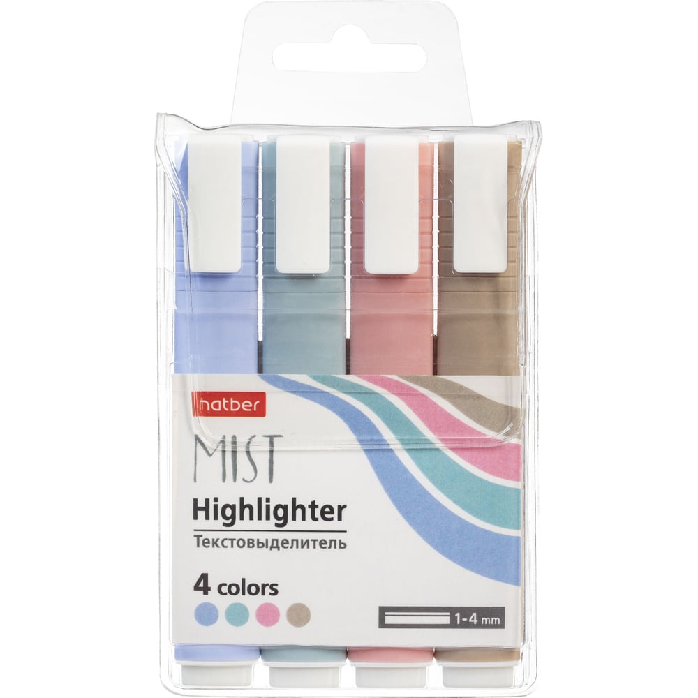 Набор текстовыделителей Hatber Mist 6 цв. клиновидный пишущий узел в пластиковом кейсе , 24шт ...