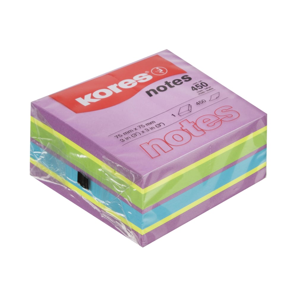 Стикеры Kores cubo 75x75 мм, смешанные неоновые цвета, 450 л 48464 ...