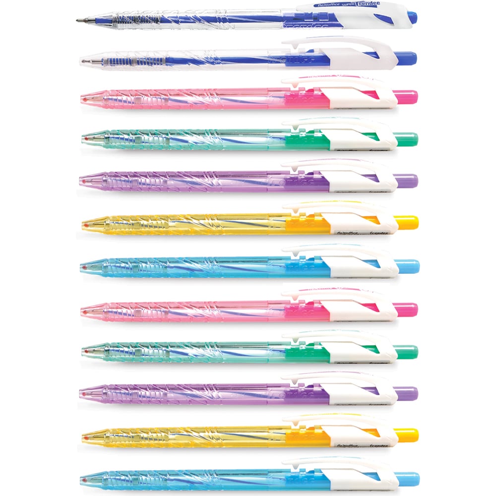 Ручка с масляными чернилами Flexoffice super trendee синяя, 12 шт. FO ...