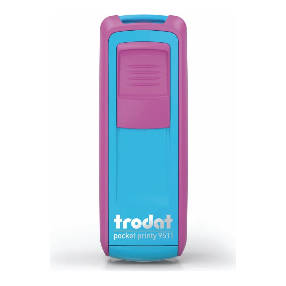 Карманный штамп Trodat 9511 POCKET PRINTY 38x14 мм, фуксия и бирюзовый ...