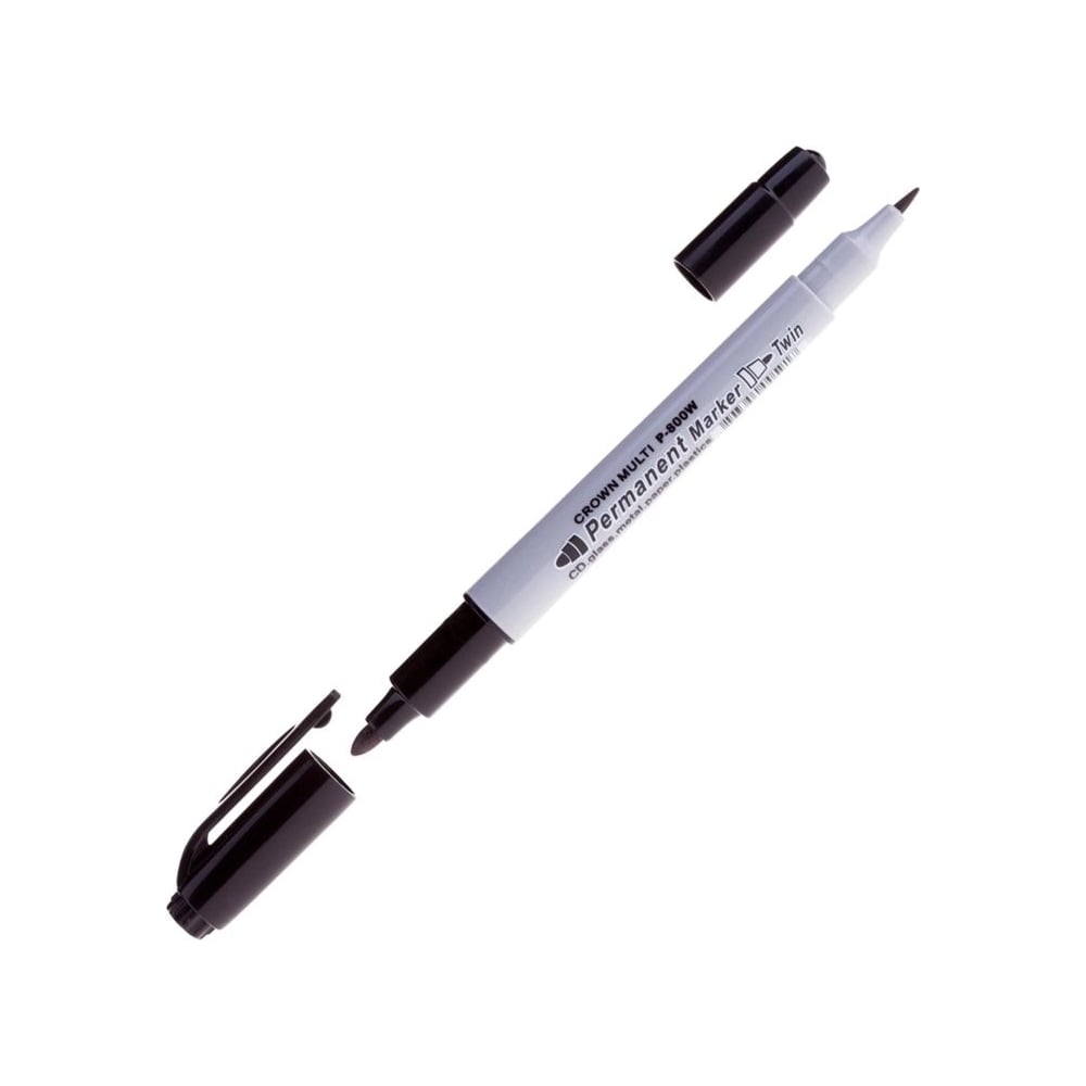 Маркер перманентный двухсторонний Crown "Multi Marker Twin" черный ...