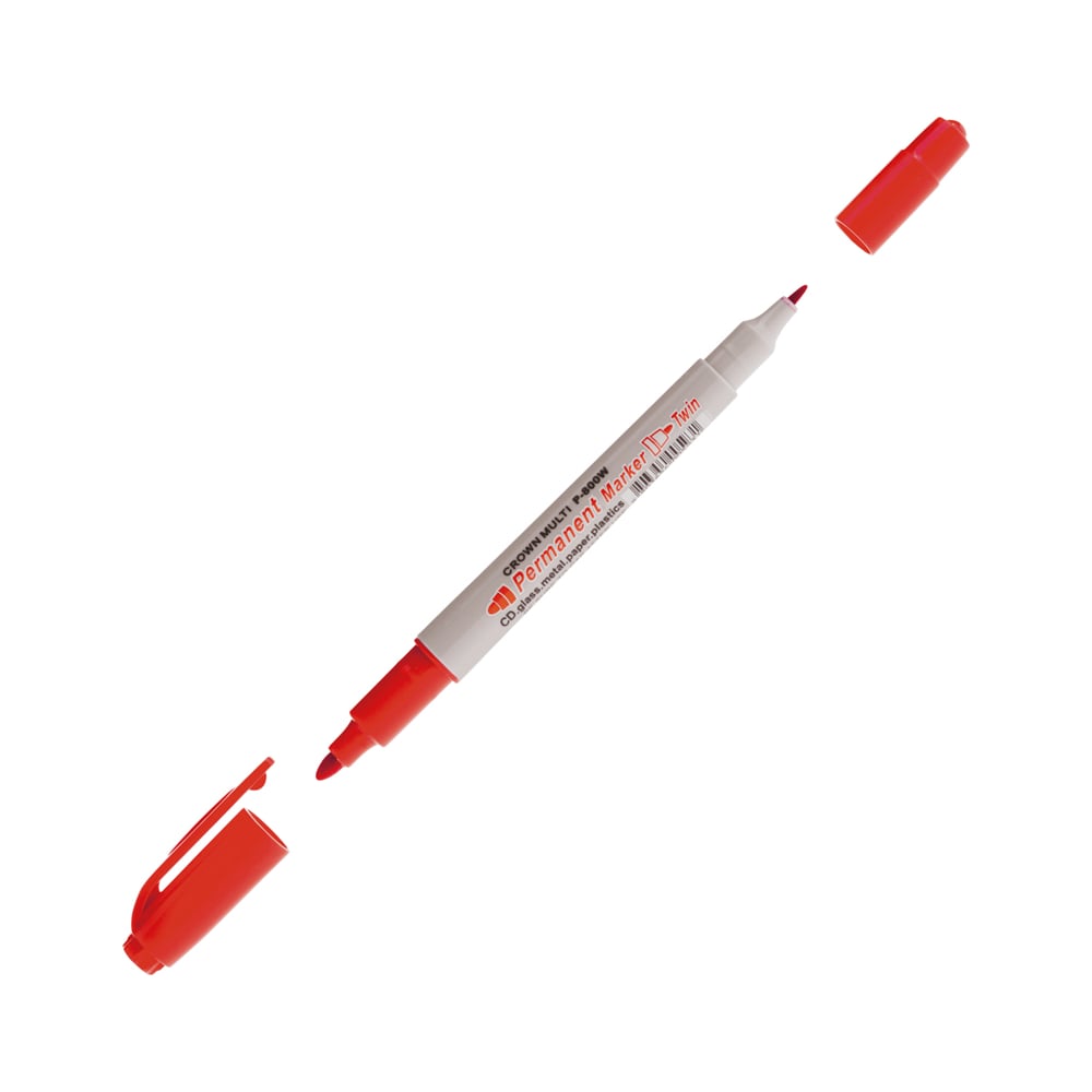 Маркер перманентный двухсторонний Crown "Multi Marker Twin" красный ...
