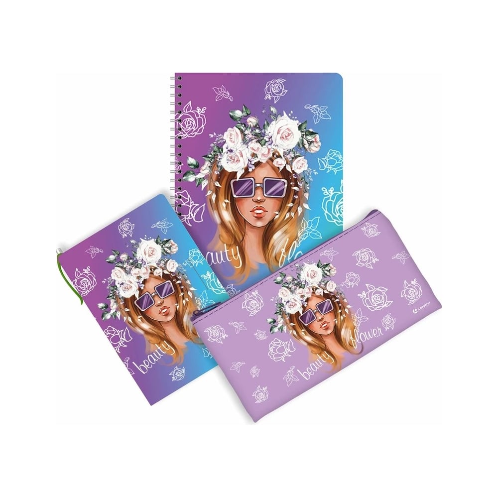 Набор подарочный LAMARK Цветочное настроение: тетрадь, блокнот с ручкой ...