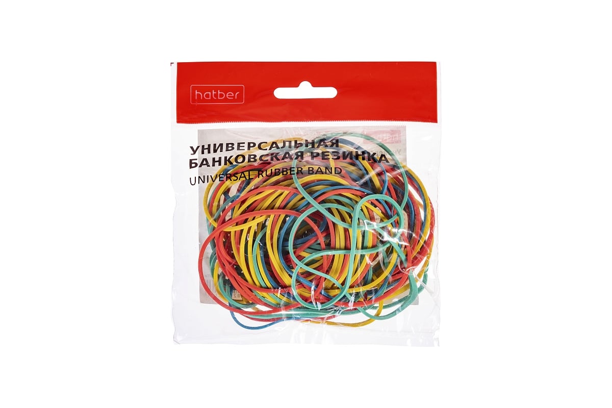 Резинка банковская HATBER цветная диаметр 50 мм, длина 80 мм 083969 ...