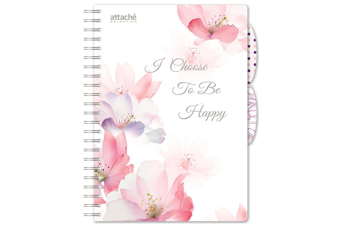 Бизнес-тетрадь Attache Selection Flower Dreams А4, 140 листов, клетка, пластиковая спираль ...