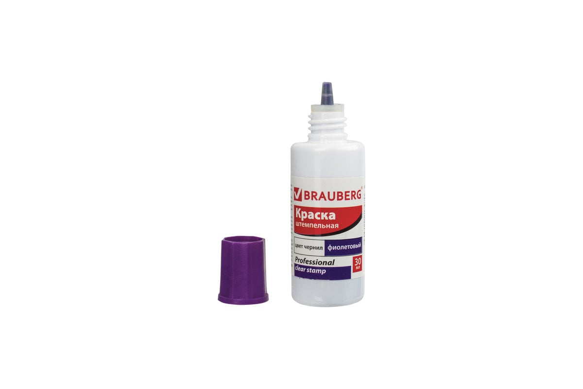 Штемпельная краска BRAUBERG Professional clear stamp, фиолетовая, 30 мл ...
