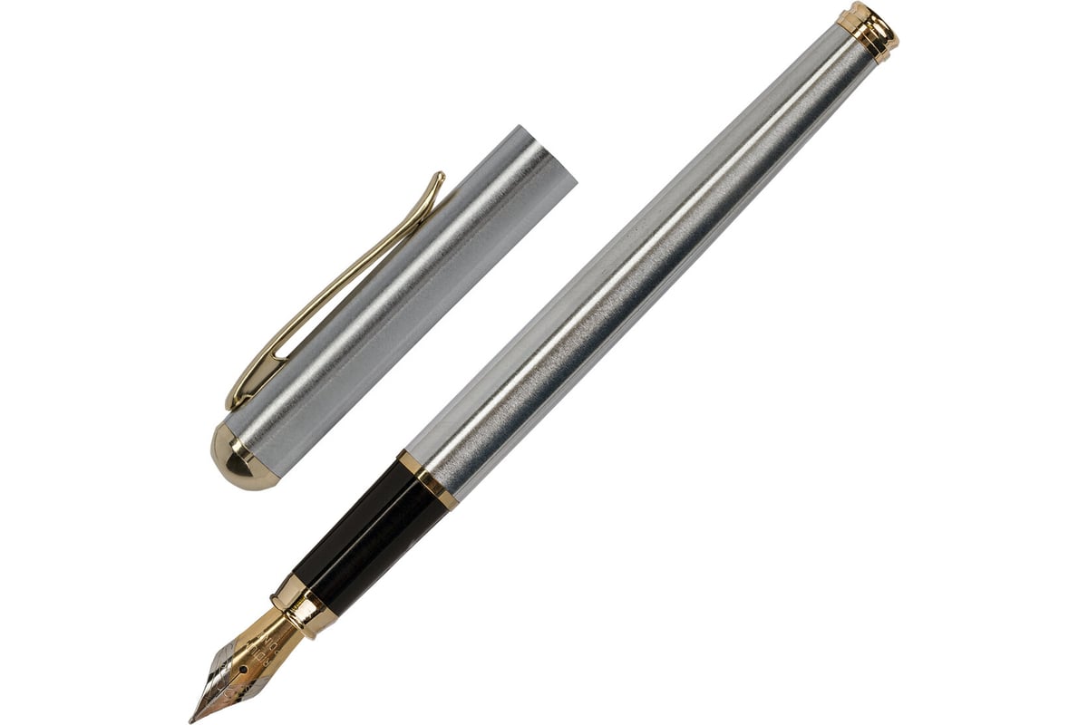 Подарочная перьевая ручка BRAUBERG Maestro синяя, серебристый корпус с ...
