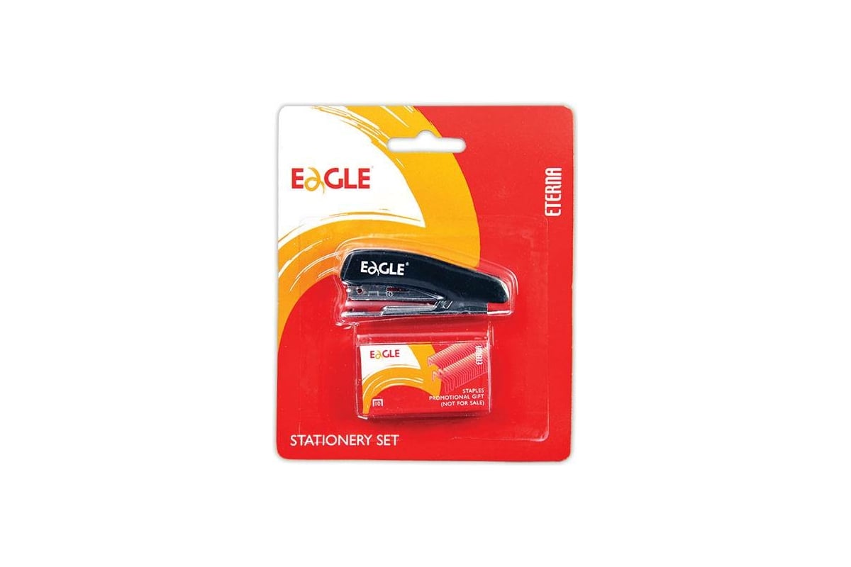 Степлер Eagle 10 листов, № 10, +500 скоб, комбинированный, черный 1012 ...