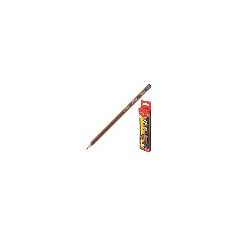 Чернографитные карандаши MAPED Black Pep's НВ, трехгранные, 12 шт ...