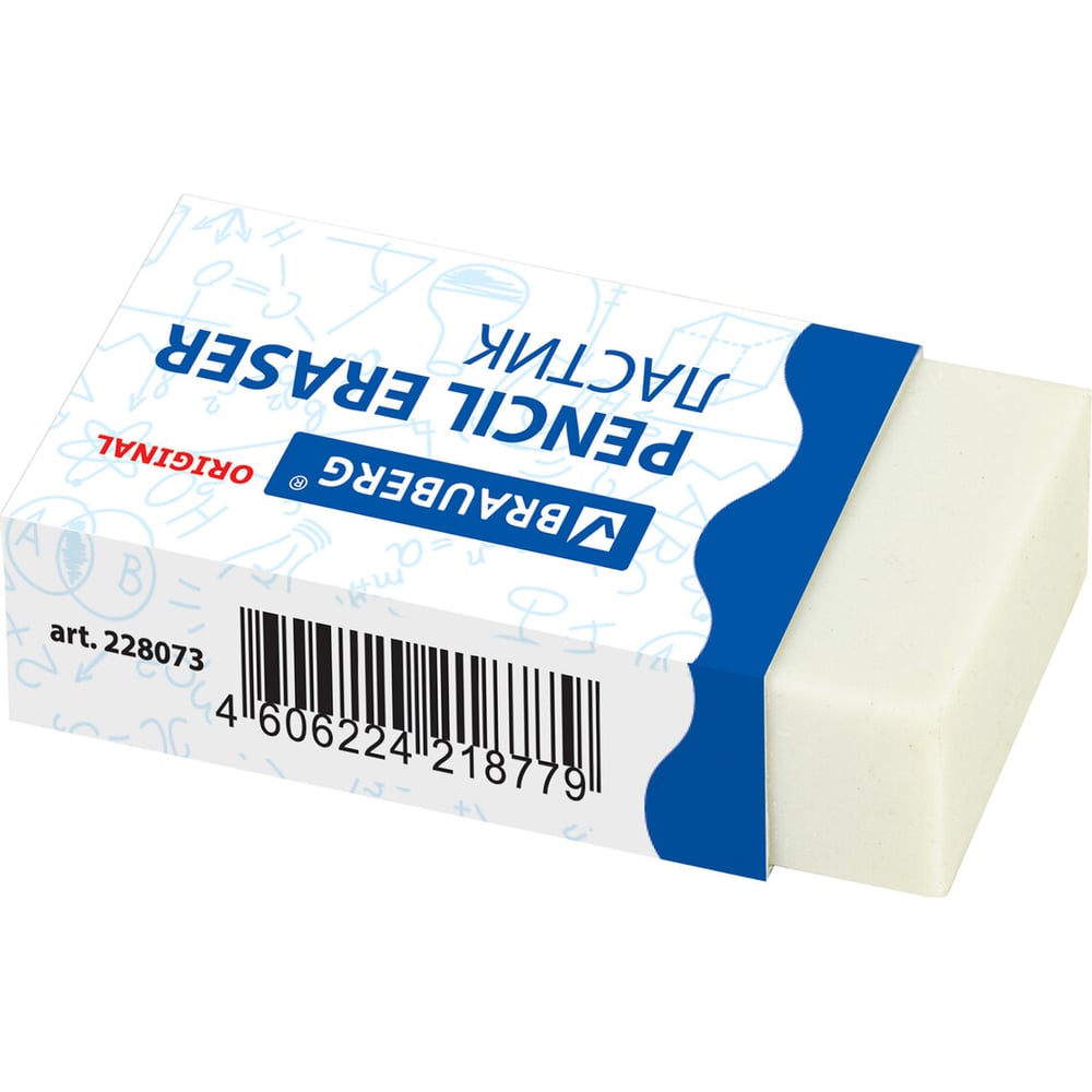 Ластик 40 шт в упаковке BRAUBERG "Simple" 38х20х10 мм белый ...