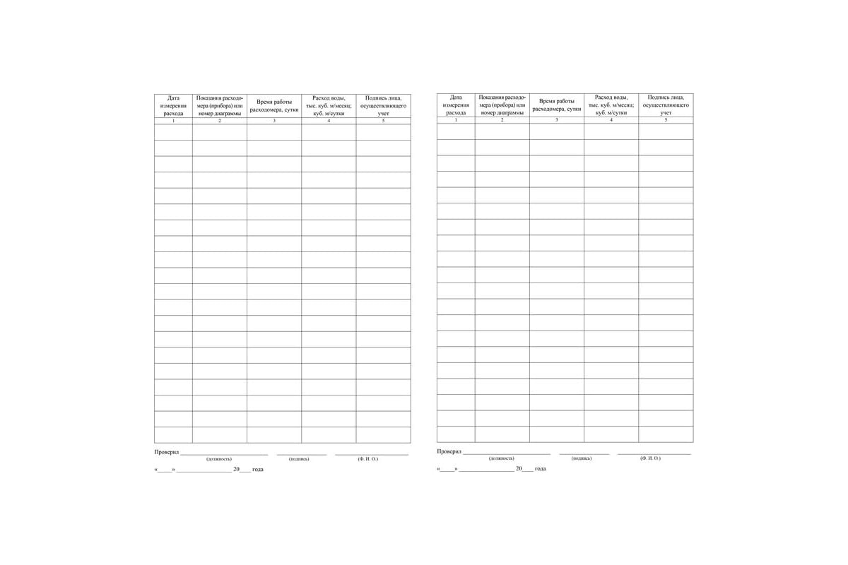 Журнал учёта водопотребления водоизмерительными приборами и ...