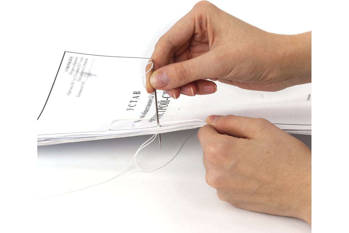 Лавсановая нить для прошивки документов BRAUBERG белая, диаметр 2 мм ...