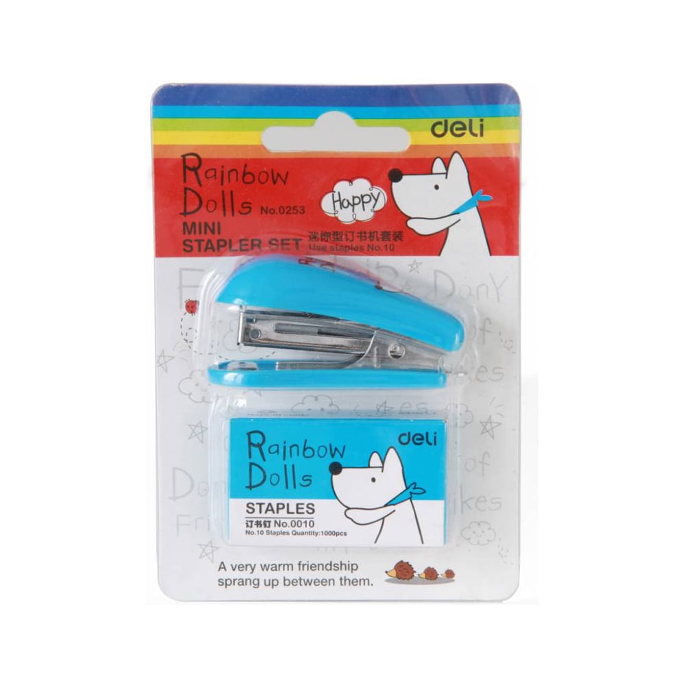 Степлер DELI E0253 Mini N10 12 листов ассорти 40 скоб блистер 427636 - выгодная цена, отзывы ...