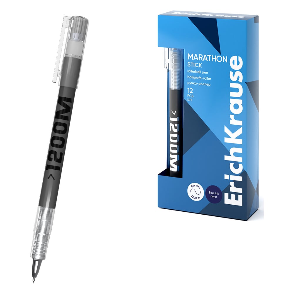 Ручка-роллер ErichKrause Marathon Stick 0.5, цвет чернил синий (в ...
