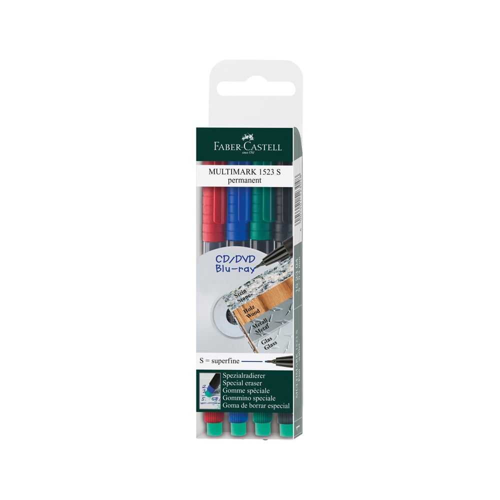 Набор перманентных маркеров Faber-Castell Multimark permanent S 4 цвета ...