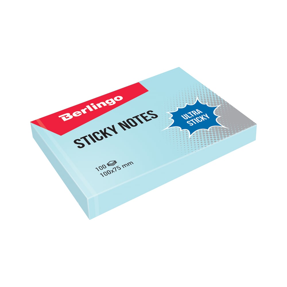 Самоклеящийся блок BERLINGO Ultra Sticky 100x75 мм, 100 листов, пастель ...