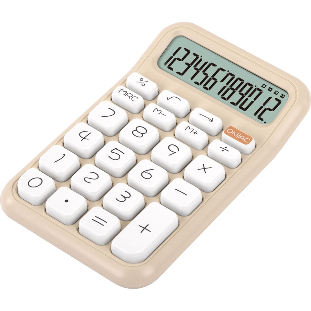 Калькулятор настольный BRAUBERG KW-500-BG 93x148 мм, 3D кнопки, 12 разрядов, бежевый 272955 ...