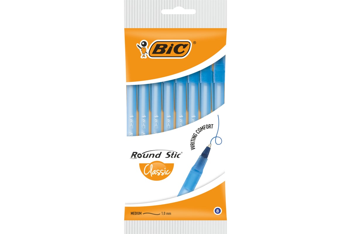 Ручка BIC Раунд Стик, 0.32 мм, синий, упаковка 8 928497 - выгодная цена ...