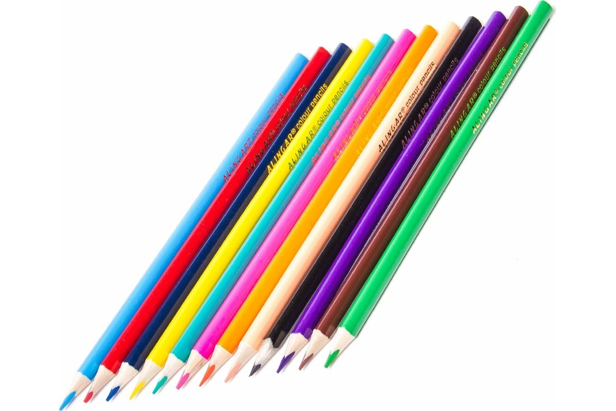 Деревянные цветные карандаши Alingar Цветы 12 цветов трехгранные ...