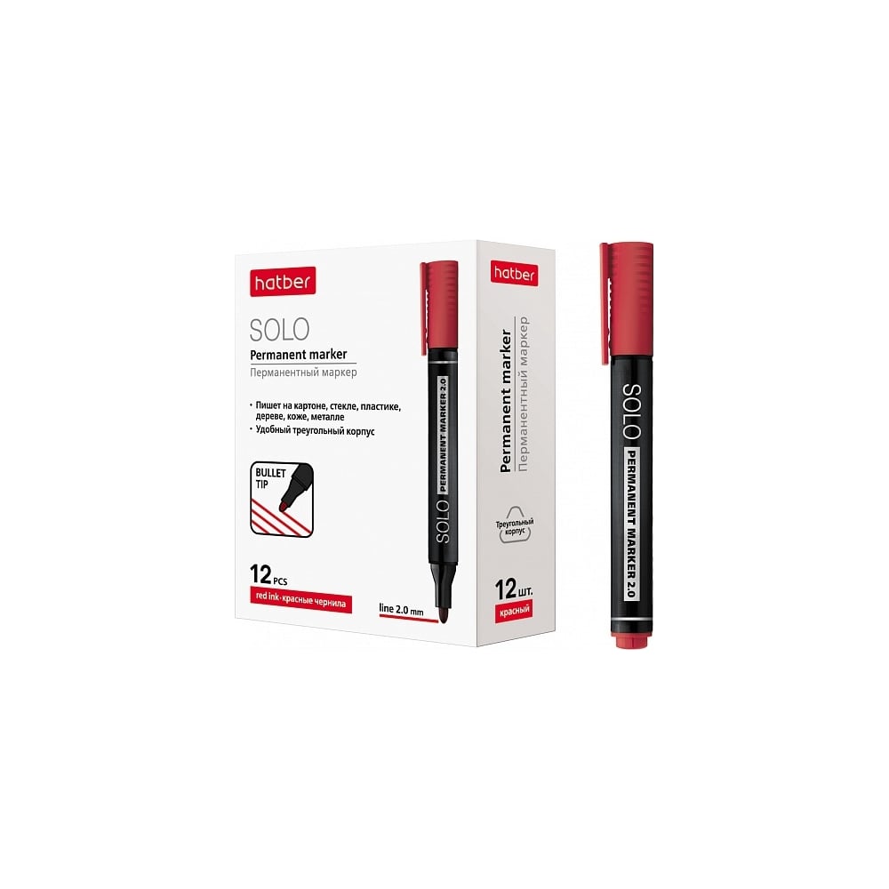 Перманентный маркер Hatber Solo закругленный, пишущий узел 12 шт 064257 - выгодная цена, отзывы ...