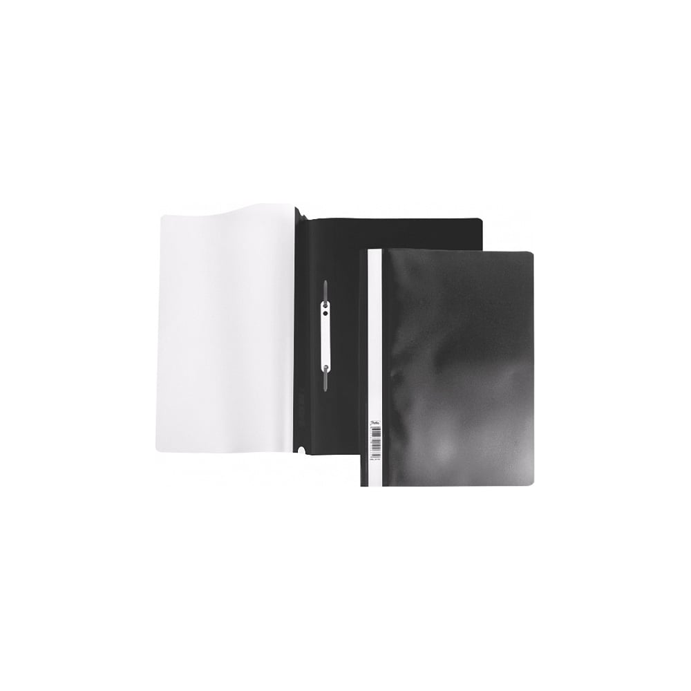 Папка-скоросшиватель Hatber А4 140/180 мкм черная, пластиковая, прозрачный верх 10 шт 039959 ...
