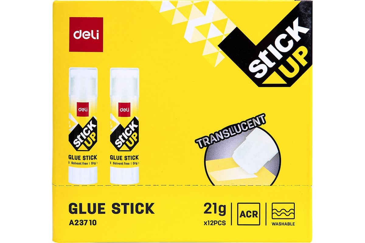 Клей-карандаш DELI Stick UP EA23710 21 г прозрачный дисплей картонный ...