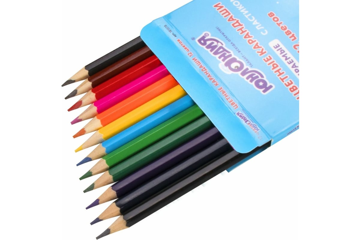 Цветные карандаши ЮНЛАНДИЯ ЮНЫЙ ВОЛШЕБНИК стираемые с ластиком, 12 ...