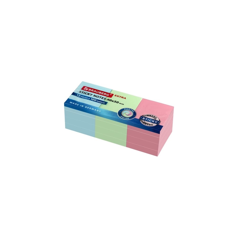 Самоклеящиеся блоки BRAUBERG EXTRA STICKY пастельные, 40x50 мм, набор ...