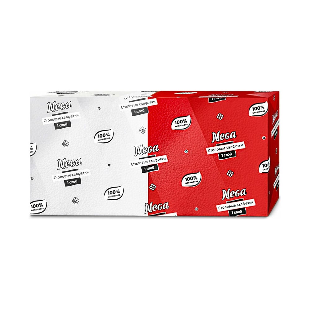 Салфетки NEGA 250 листов МИКС, 2 цвета в пачке БЕЛЫЙ/КРАСНЫЙ 485 ...