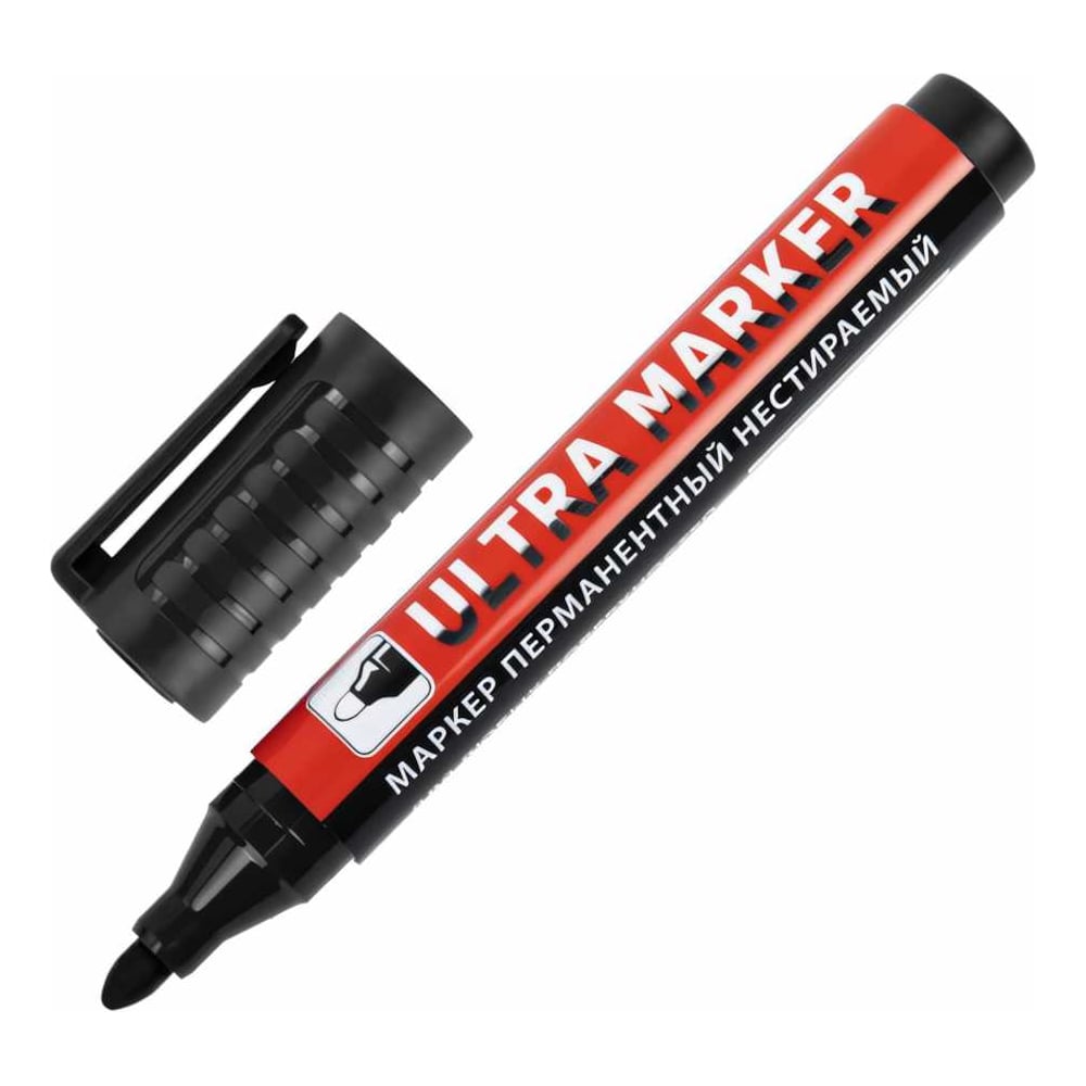 Перманентный маркер BRAUBERG ULTRA MARKER черный, 3.5 мм, с клипом ...