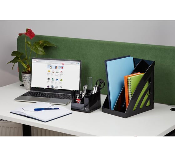 Настольный набор Attache Selection пластиковый 10 предметов черно-серый ...