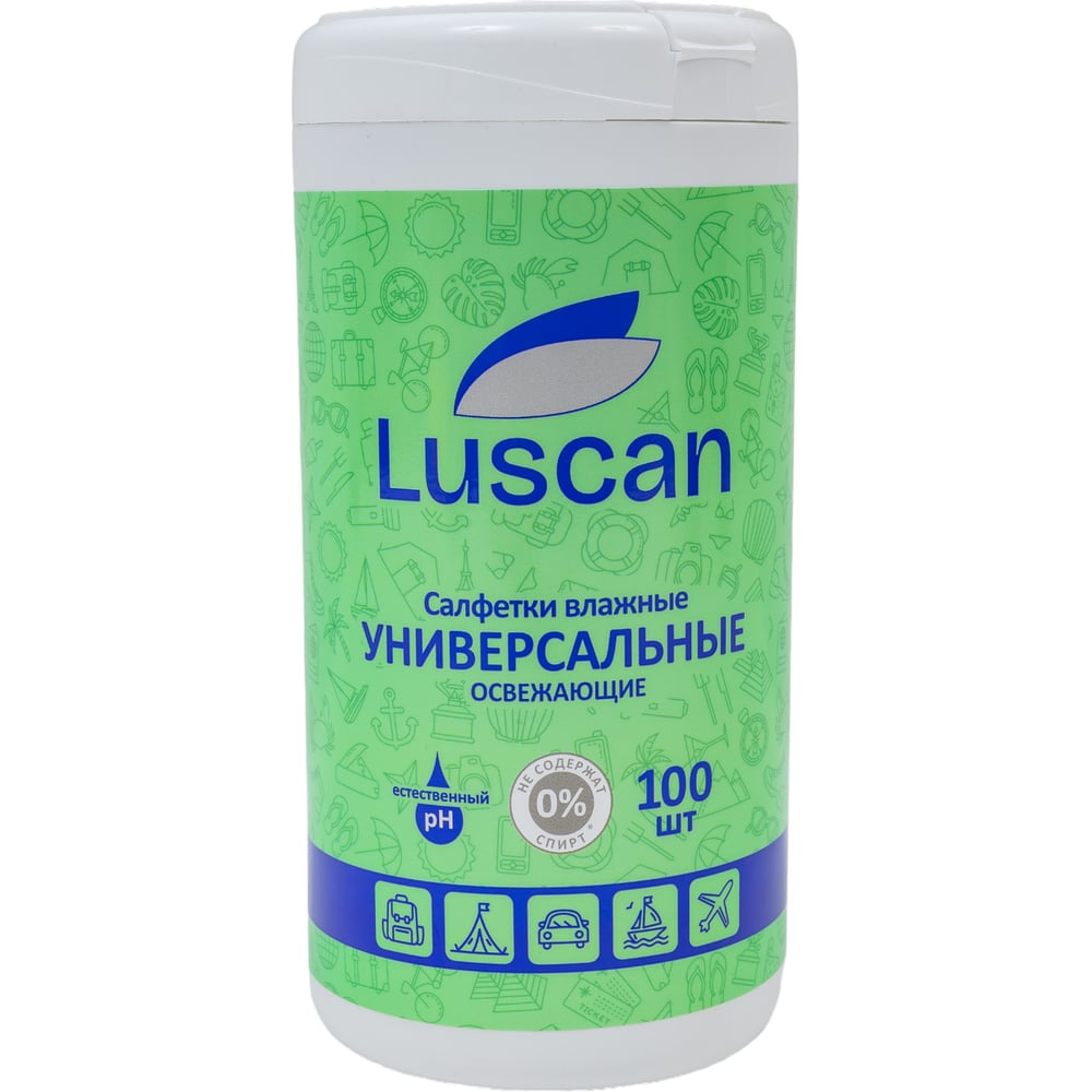 Универсальные влажные салфетки Luscan в банке 100 шт в упаковке 1086538 - выгодная цена, отзывы ...
