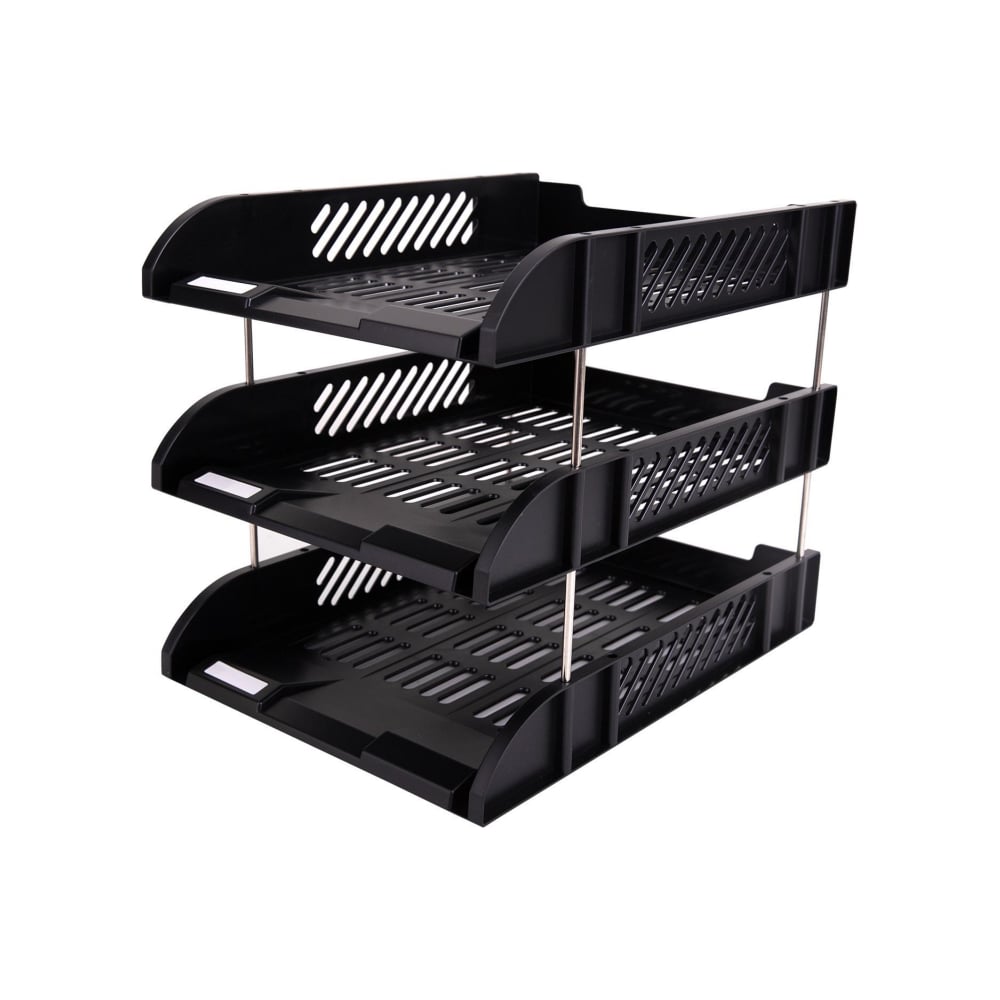 Набор лотков для бумаг DELI e9217black 3 шт., горизонтальный, на ...