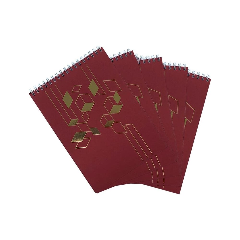 Блокнот Attache Selection блоки, А5, 50 л., клетка, бордовый, на спирали, 5 штук 1774797 ...