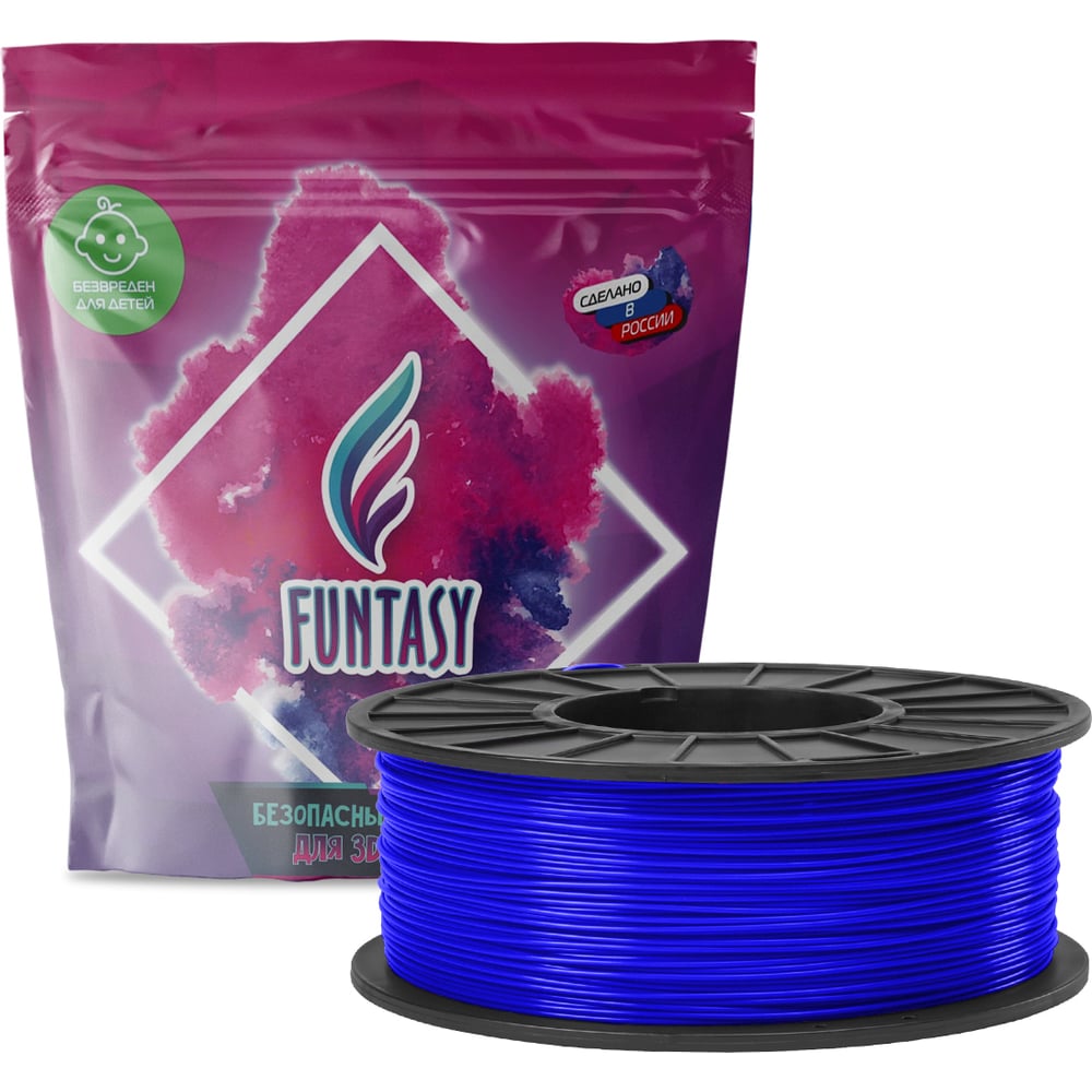 Пластик в катушке Funtasy petg,1.75 мм,1 кг, цвет синий PETG-1KG-BL-1 ...