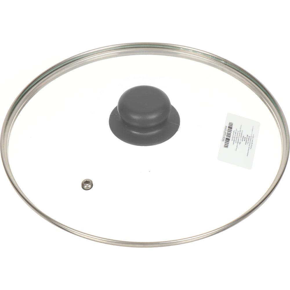 Крышка для посуды DANIKS стекло, 24 см, серый, металлический обод, кнопка бакелит, д4124с 427615 ...