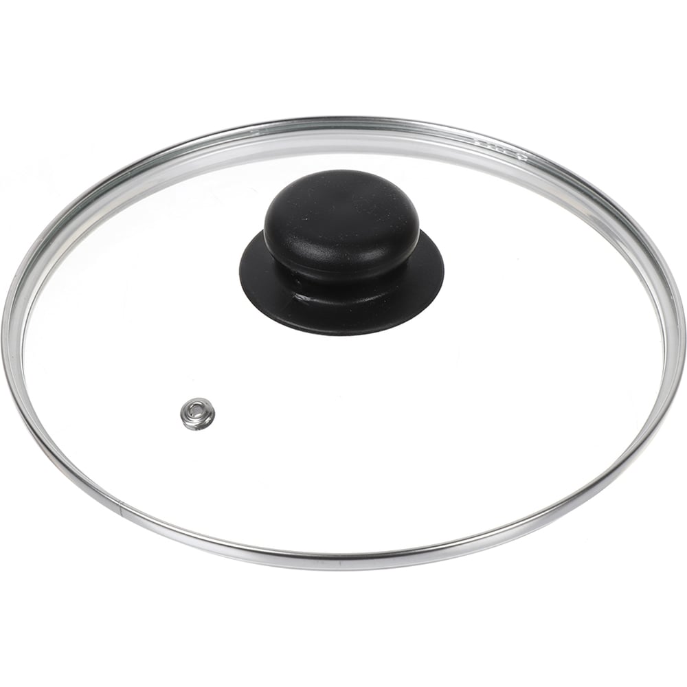 Крышка для посуды DANIKS стекло, 20 см, металлический обод, кнопка бакелит, черный, д4120ч ...