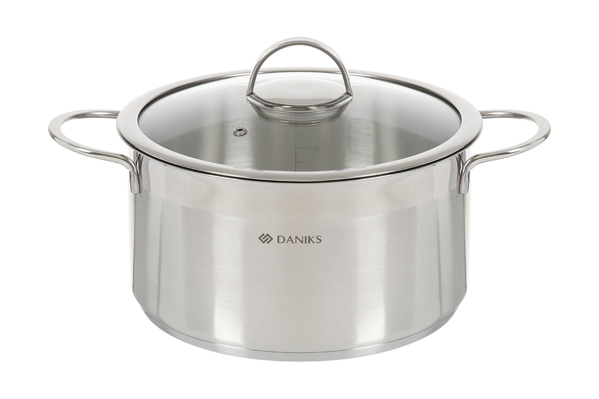 Кастрюля DANIKS 5.8 л, нержавеющая сталь, крышка стекло, бонн, gs-01319-24ca, индукция 364387 ...