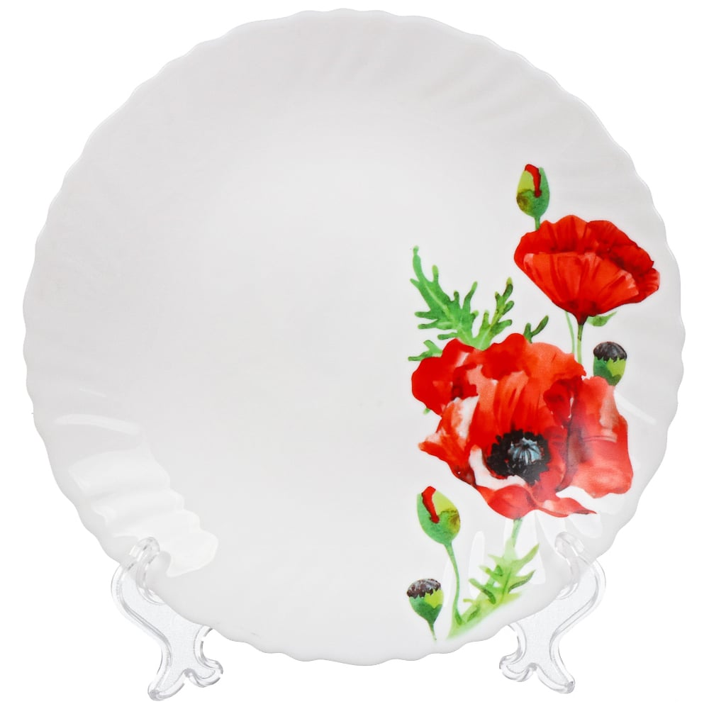 Тарелка DANIKS десертная, стеклокерамика, 19 см, круглая, алый мак, lhp 75/k1929 448956 ...