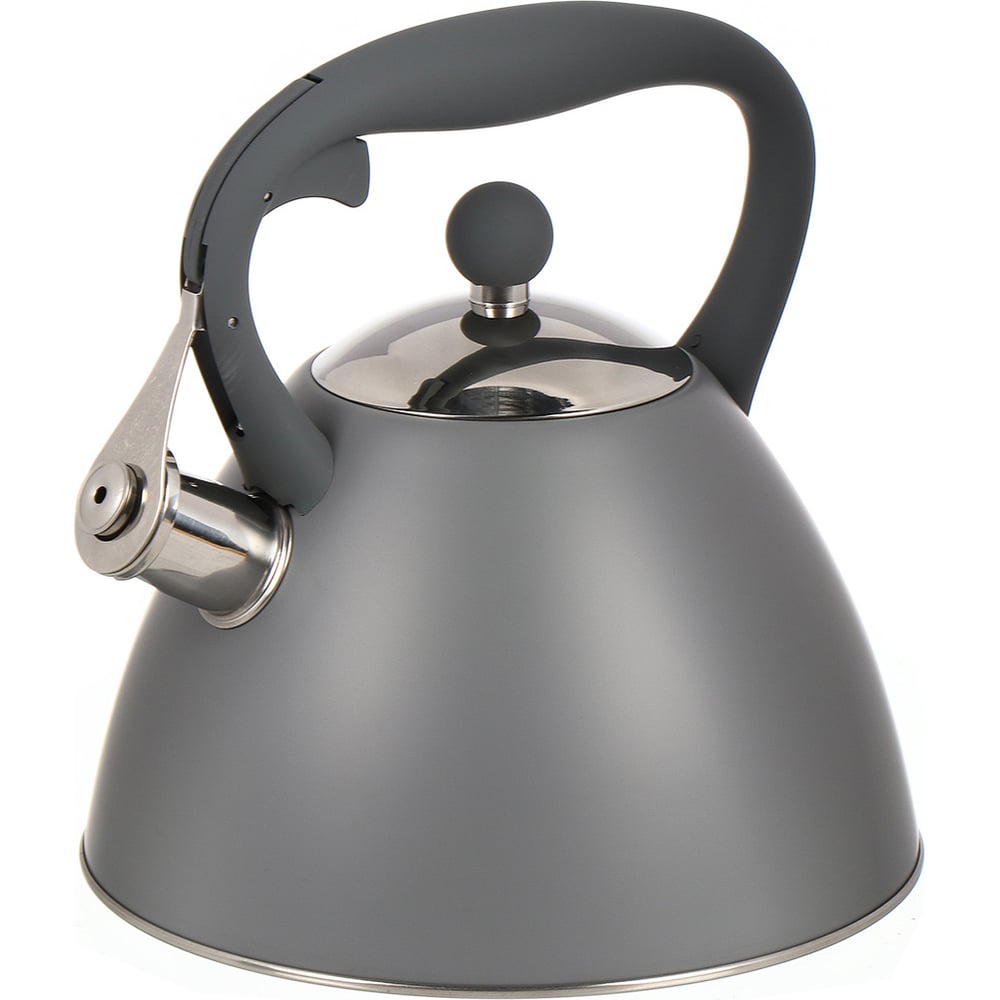 Чайник DANIKS нержавеющая сталь, 2.7 л, свисток, ручка бакелит, с силиконовым покрытием ...