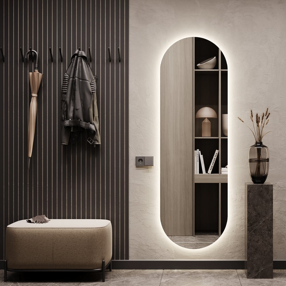 Безрамное овальное зеркало GENGLASS NOLVIS NF LED L, контурная ...